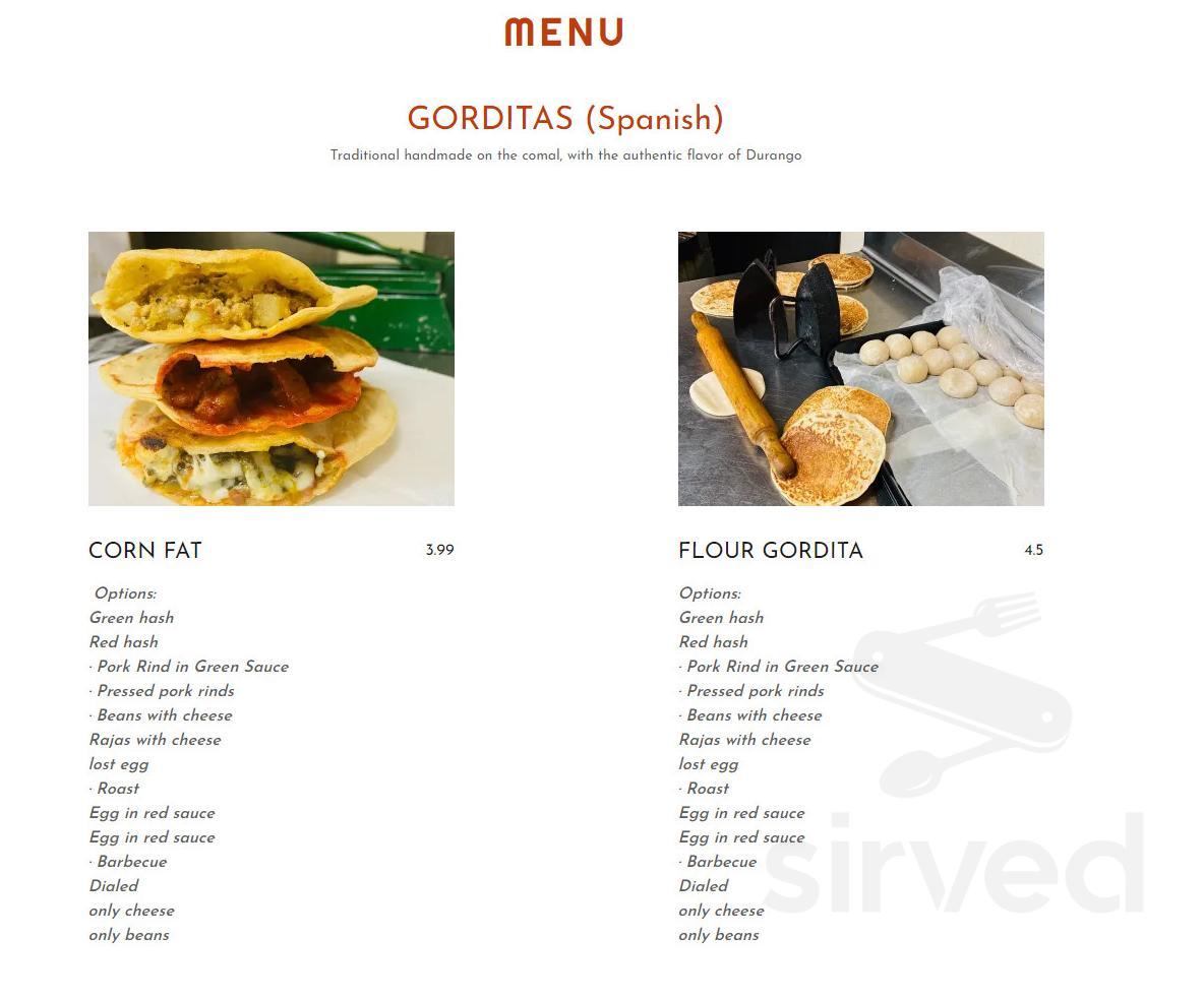 Gorditas El Durango menu in St Paul, Minnesota, USA