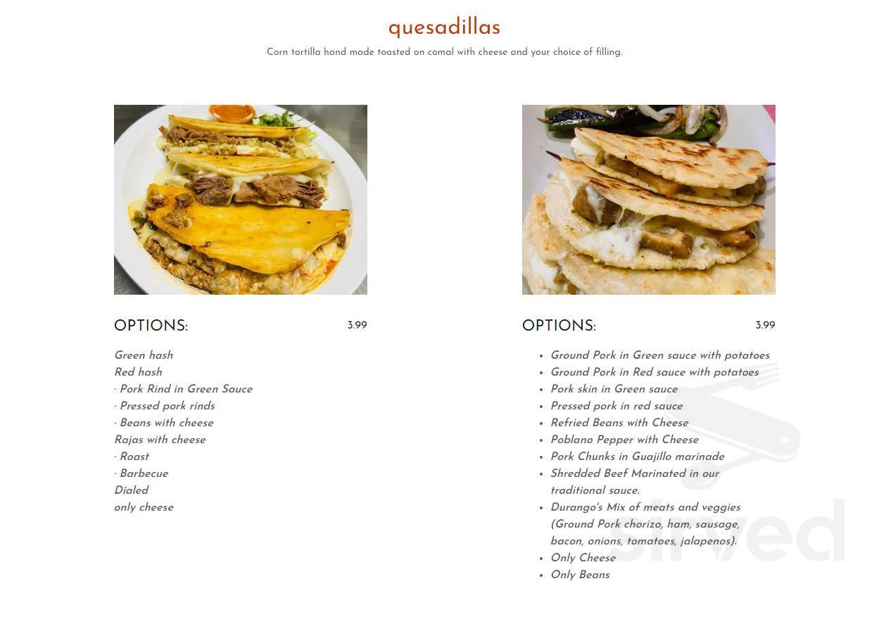 Gorditas El Durango menu in St Paul, Minnesota, USA