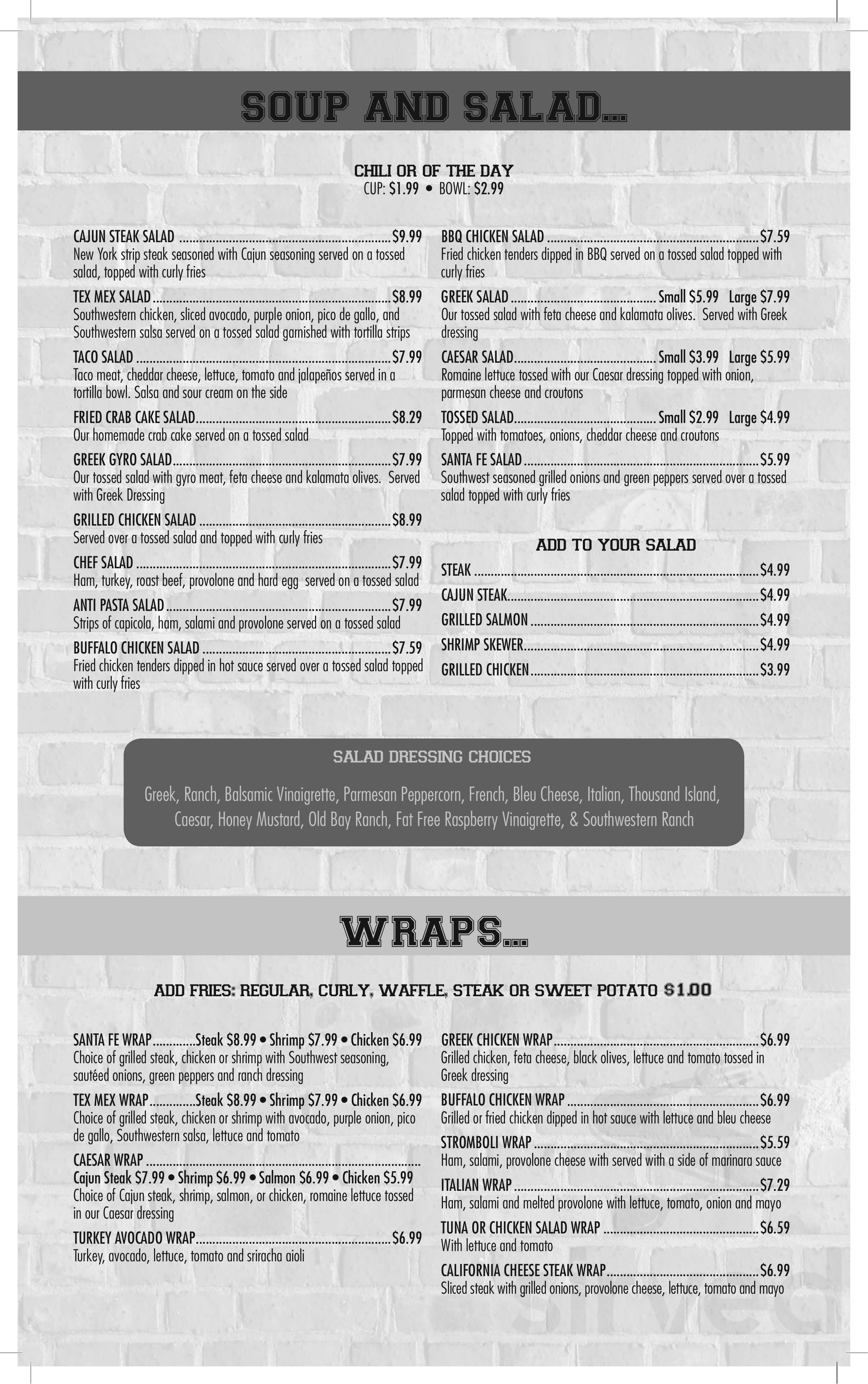 Underdog Sports Bar and Grill menu in Harrisburg, Pennsylvania, USA