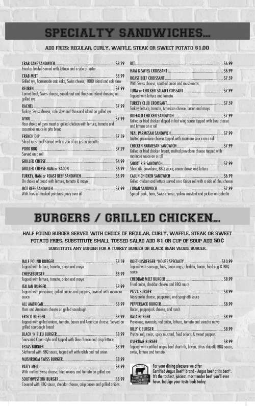 Underdog Sports Bar and Grill menu in Harrisburg, Pennsylvania, USA