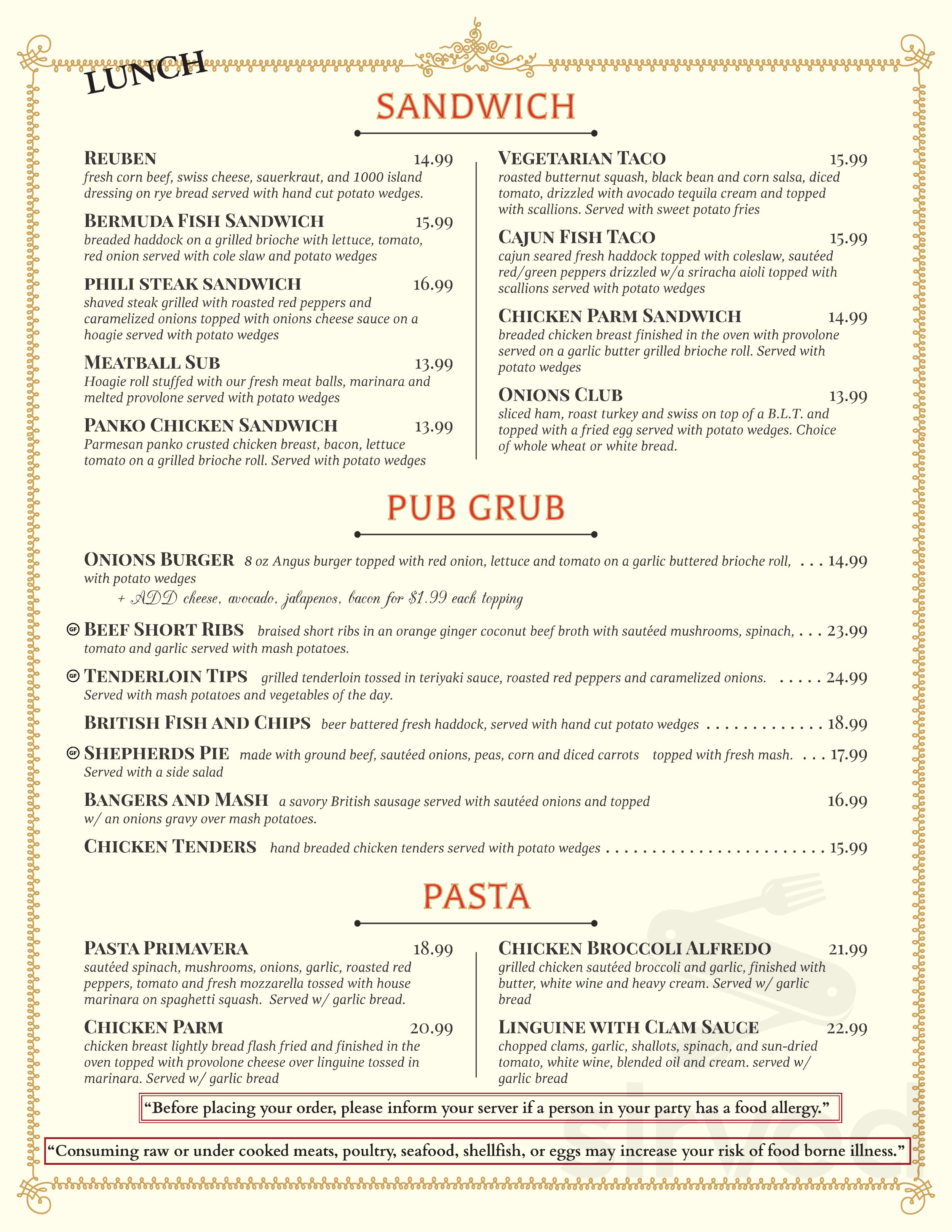 Tilton Inn menu in Tilton, New Hampshire, USA