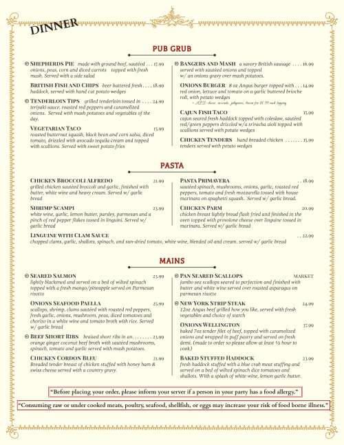 Tilton Inn menu in Tilton, New Hampshire, USA