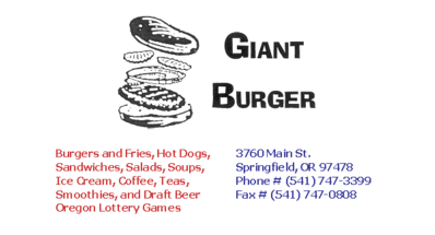 Menu for Giant Burger in Springfield, OR | Sirved