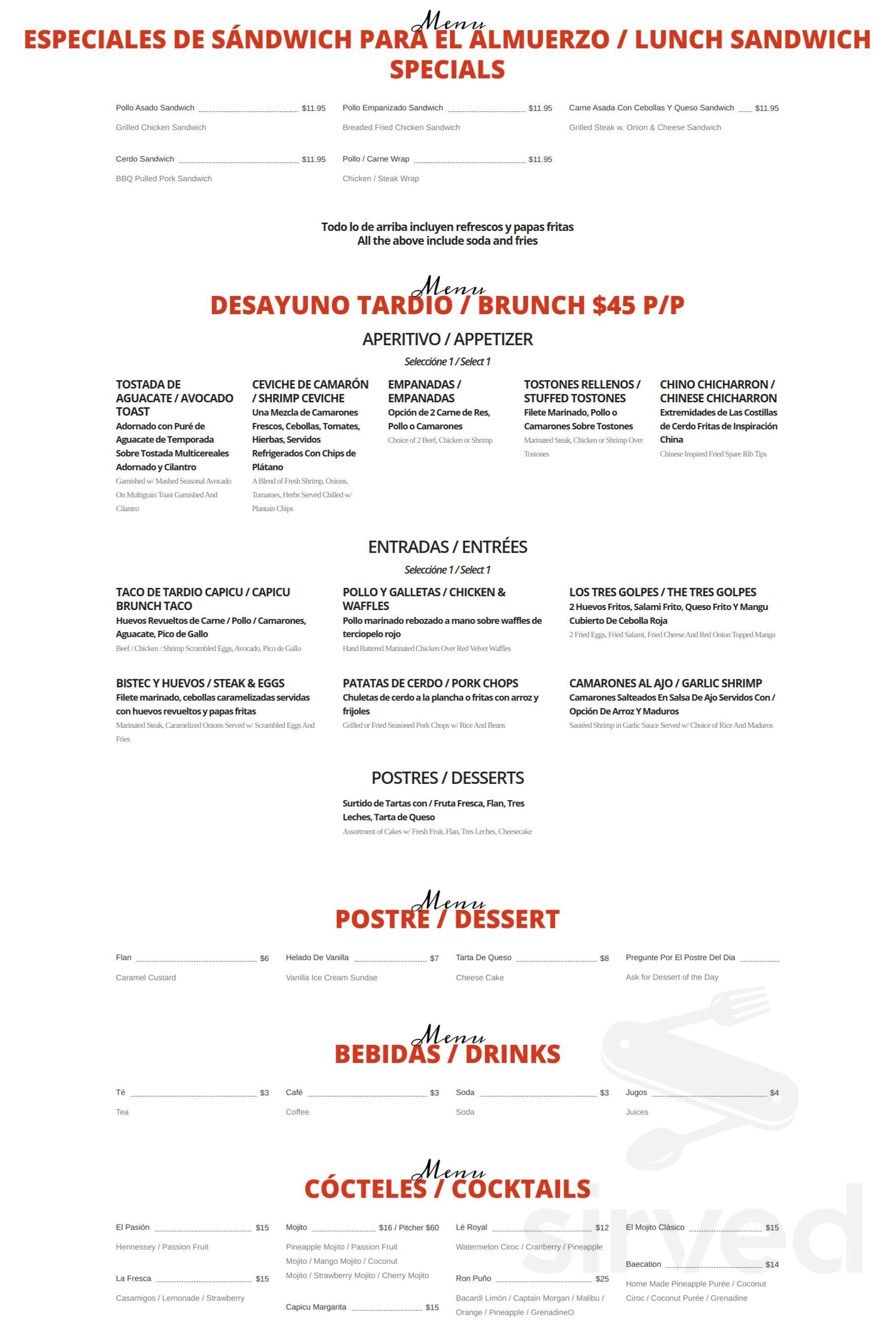Capicu Restaurant menu in Hauppauge, New York, USA