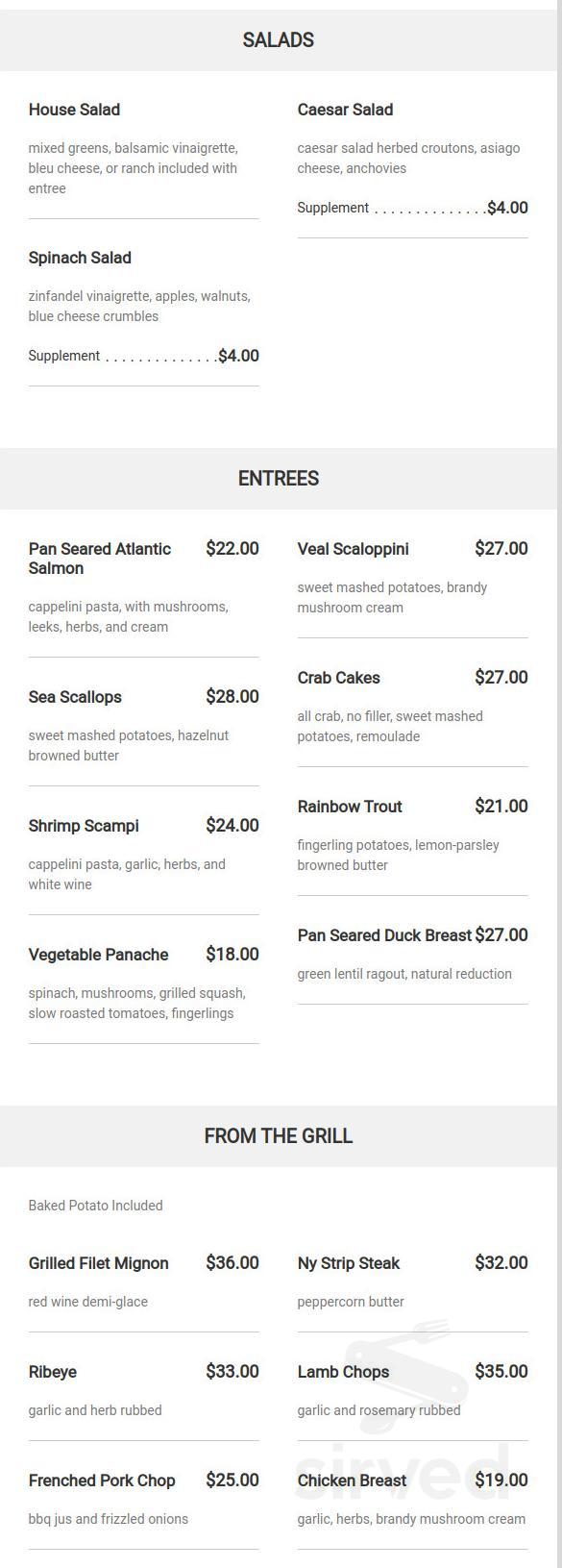 The Log Cabin menu in Sioux Falls, South Dakota, USA