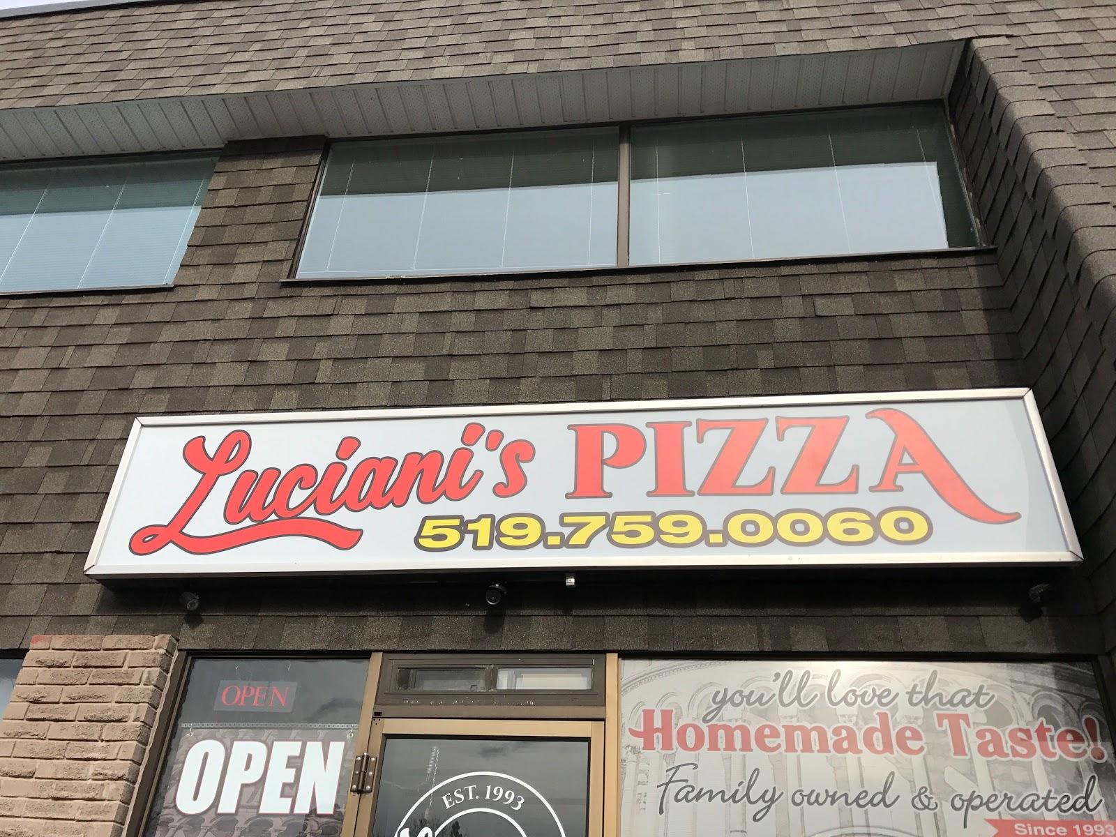 Luciani's Pizza menu in Brantford, Ontario, Canada