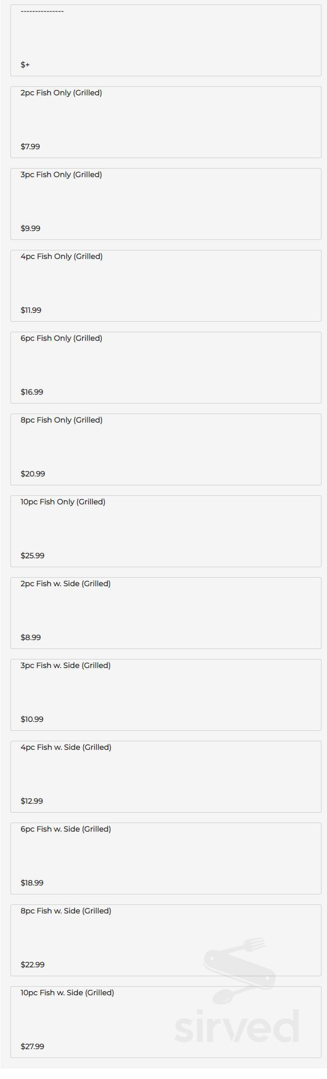 American Wings menu in Jackson, Tennessee, USA