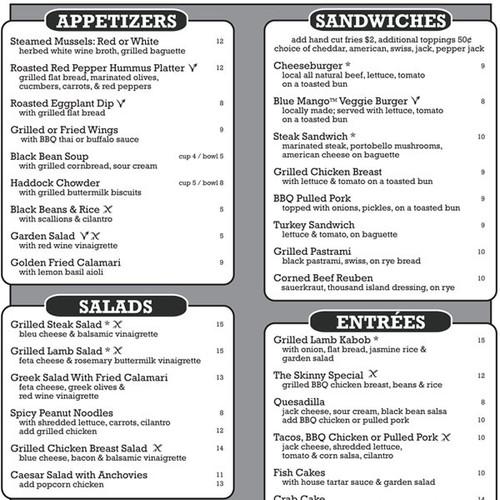 CBG menu in Portland, Maine, USA