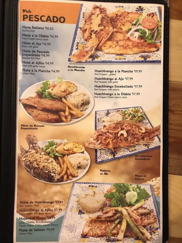 Menu for Mariscos El Kora in Chicago, Illinois, United States