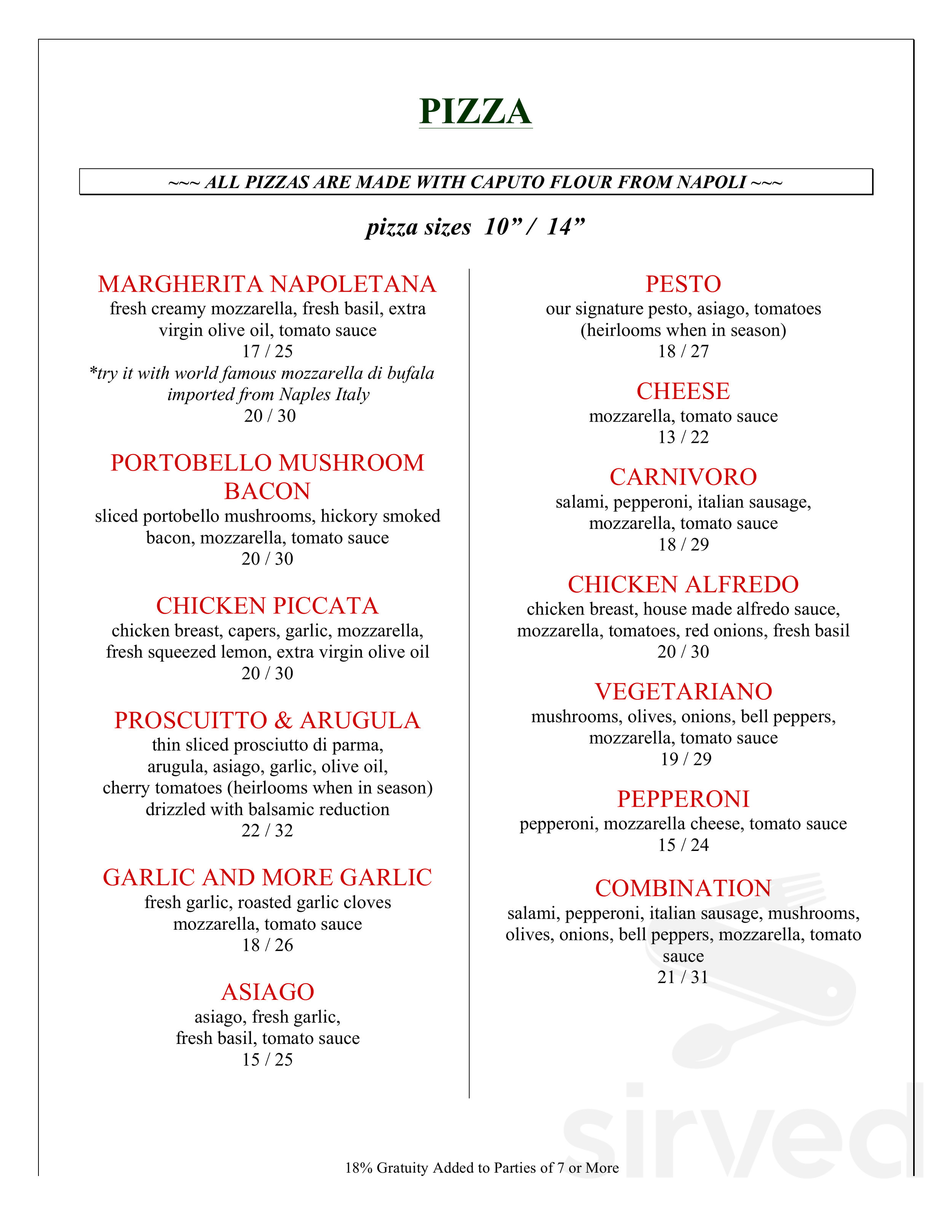 Bene Ristorante Italiano menus in Placerville, California, United States