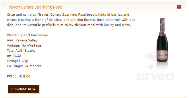 Treveri Cellars menu in Wapato, Washington, USA