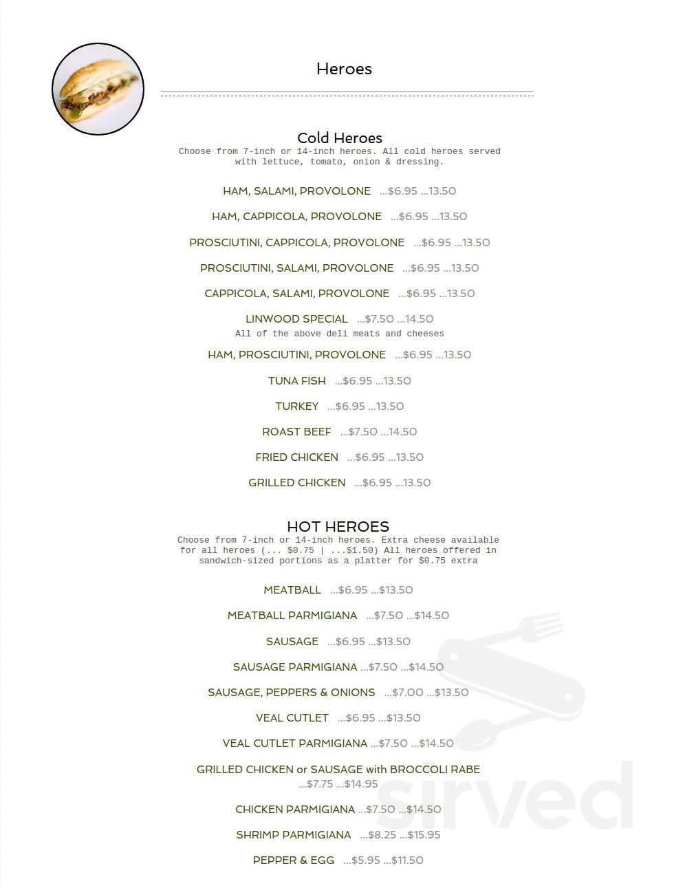 Linwood Pizza menu in Totowa, New Jersey, USA