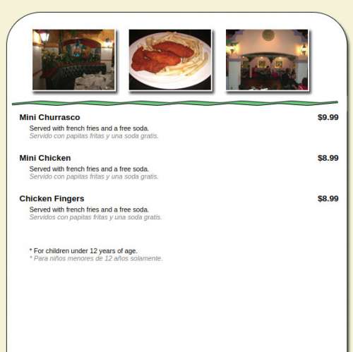 El Novillo Restaurant menu in Miami Lakes, Florida, USA
