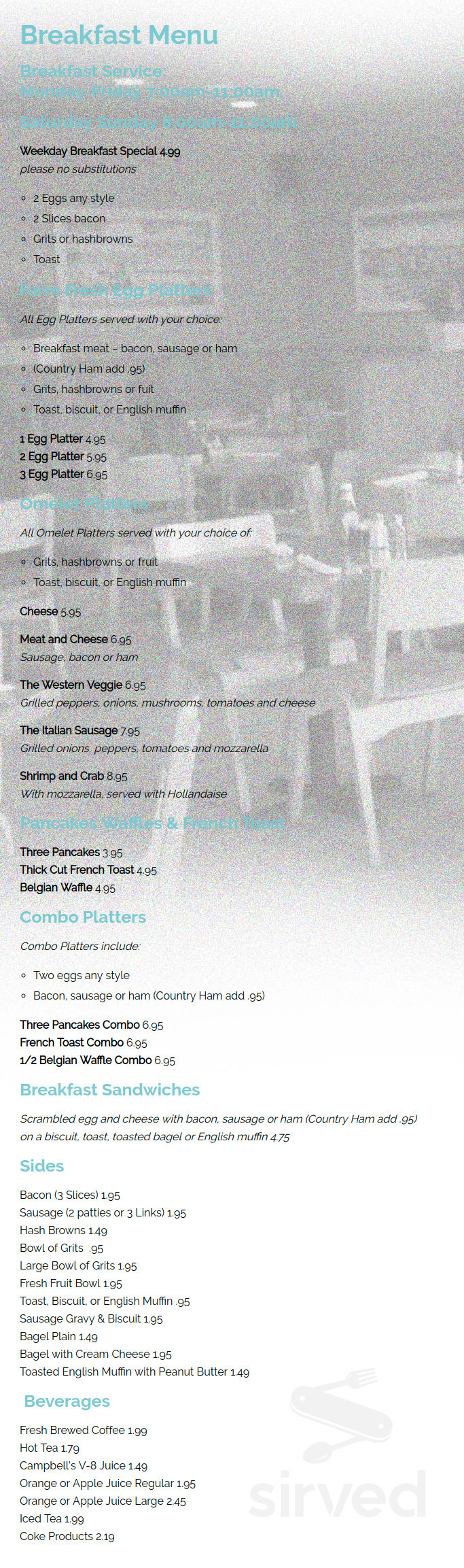 Menu - Wilmington NC's David's Deli & Restaurant | Sirved