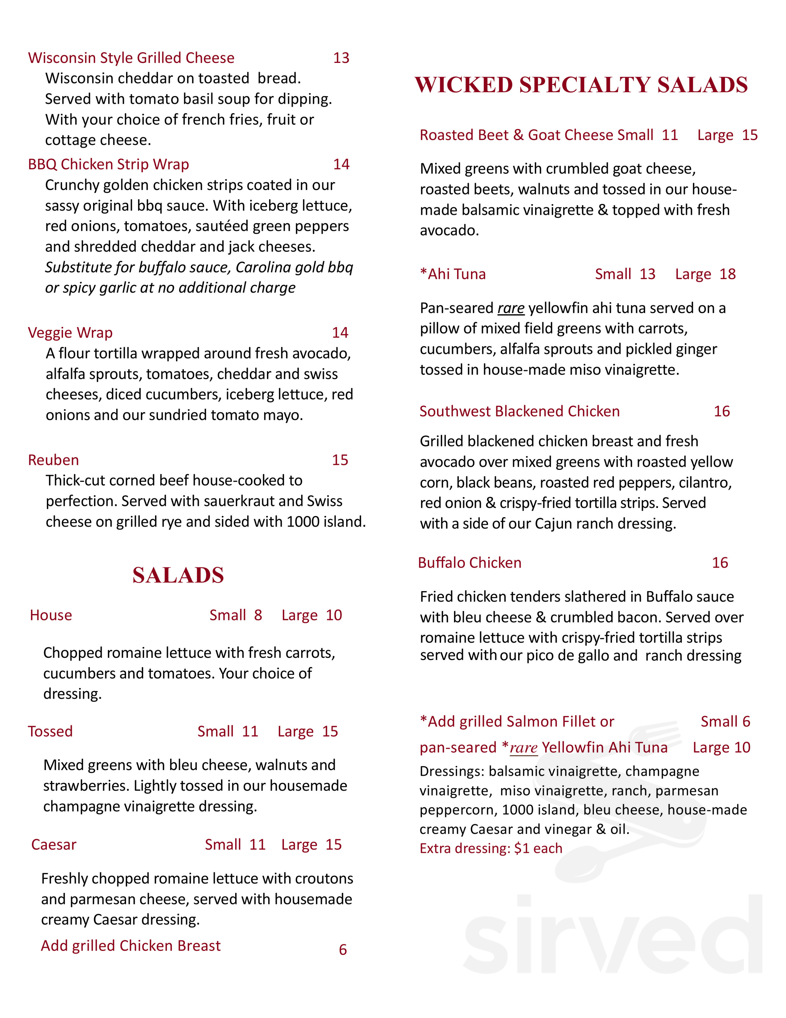 The Wicked Hop menu in Milwaukee, Wisconsin, USA