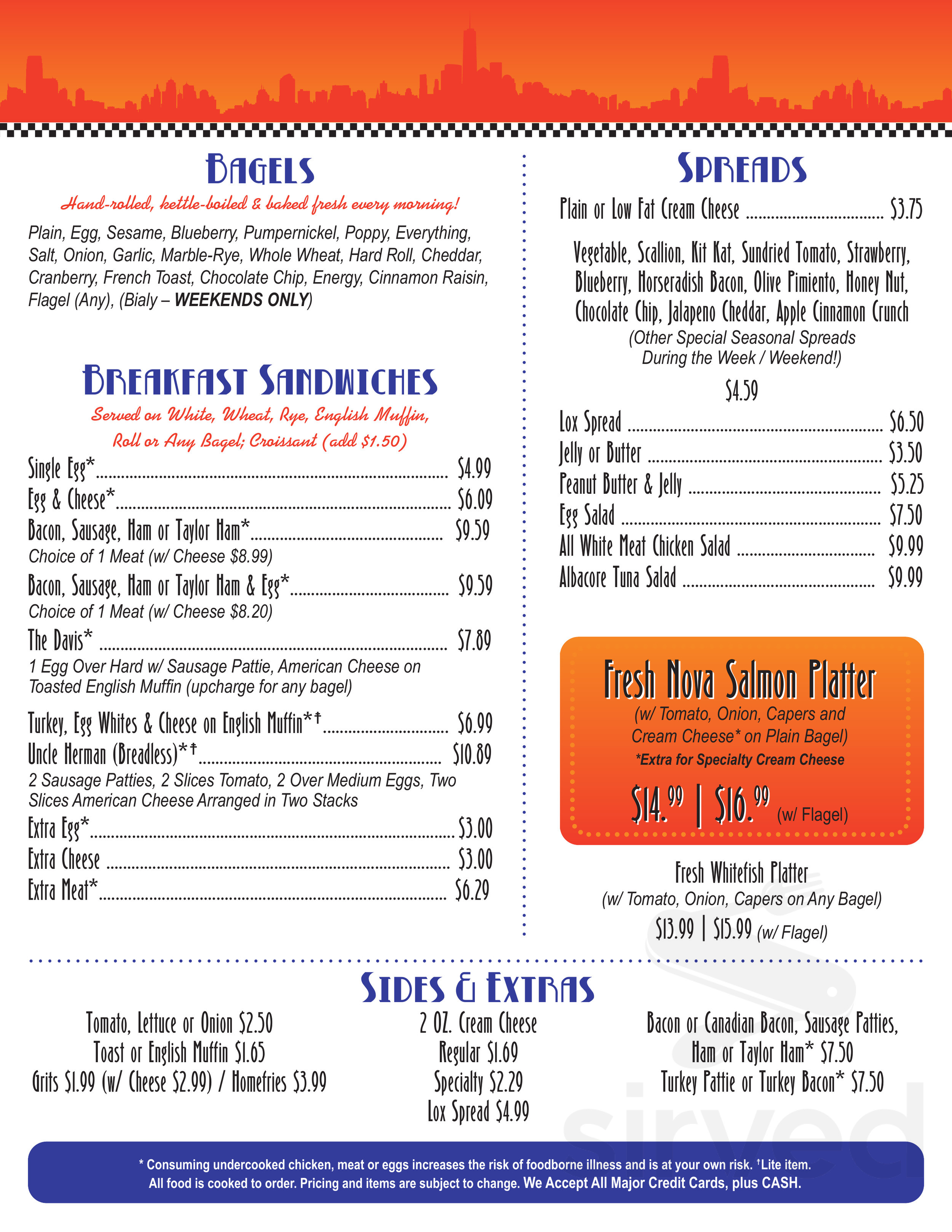 BB's Bagels menu in Alpharetta, Georgia, USA