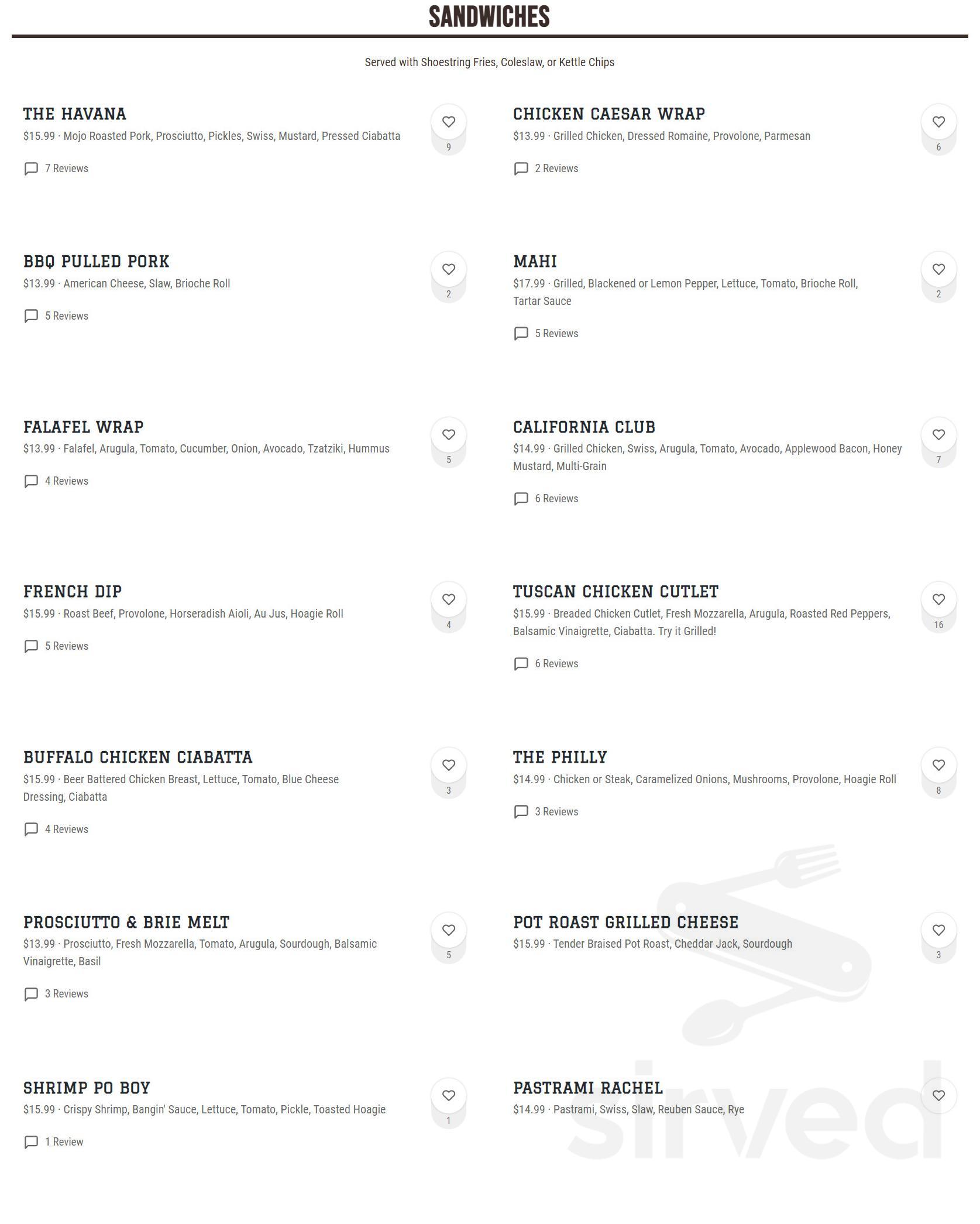 Menu - Pompano Beach FL's Legends Tavern & Grille - Pompano Beach | Sirved