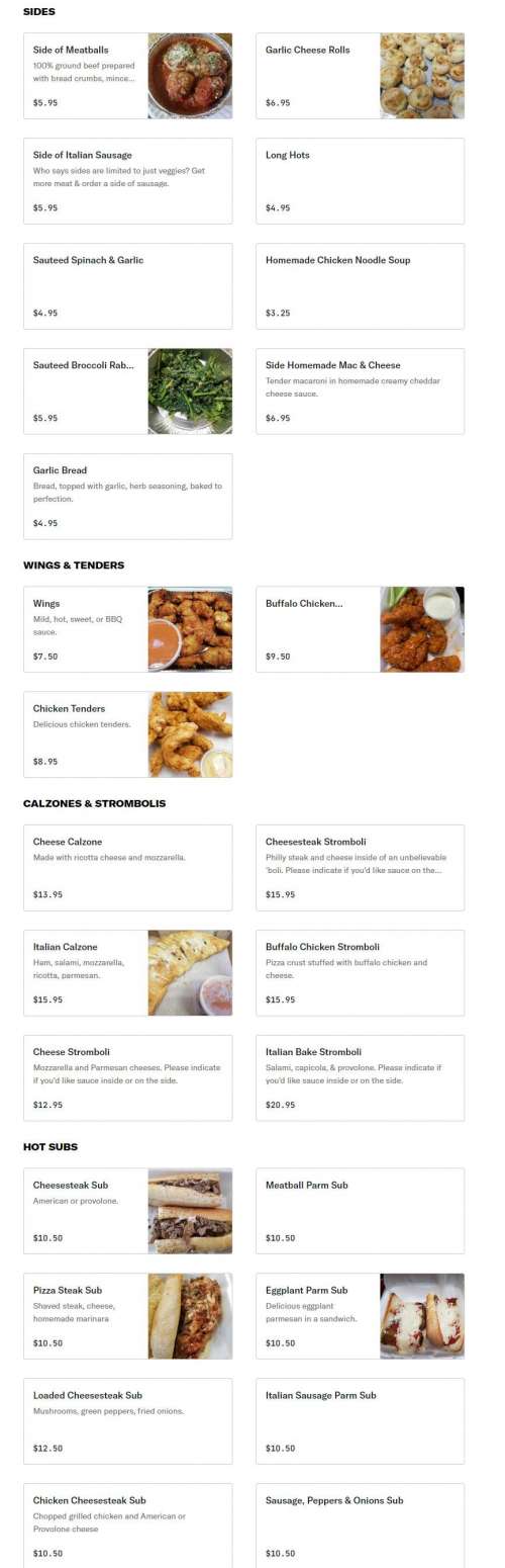 Eddie's Pizza & Grill menu in Somers Point, New Jersey, USA