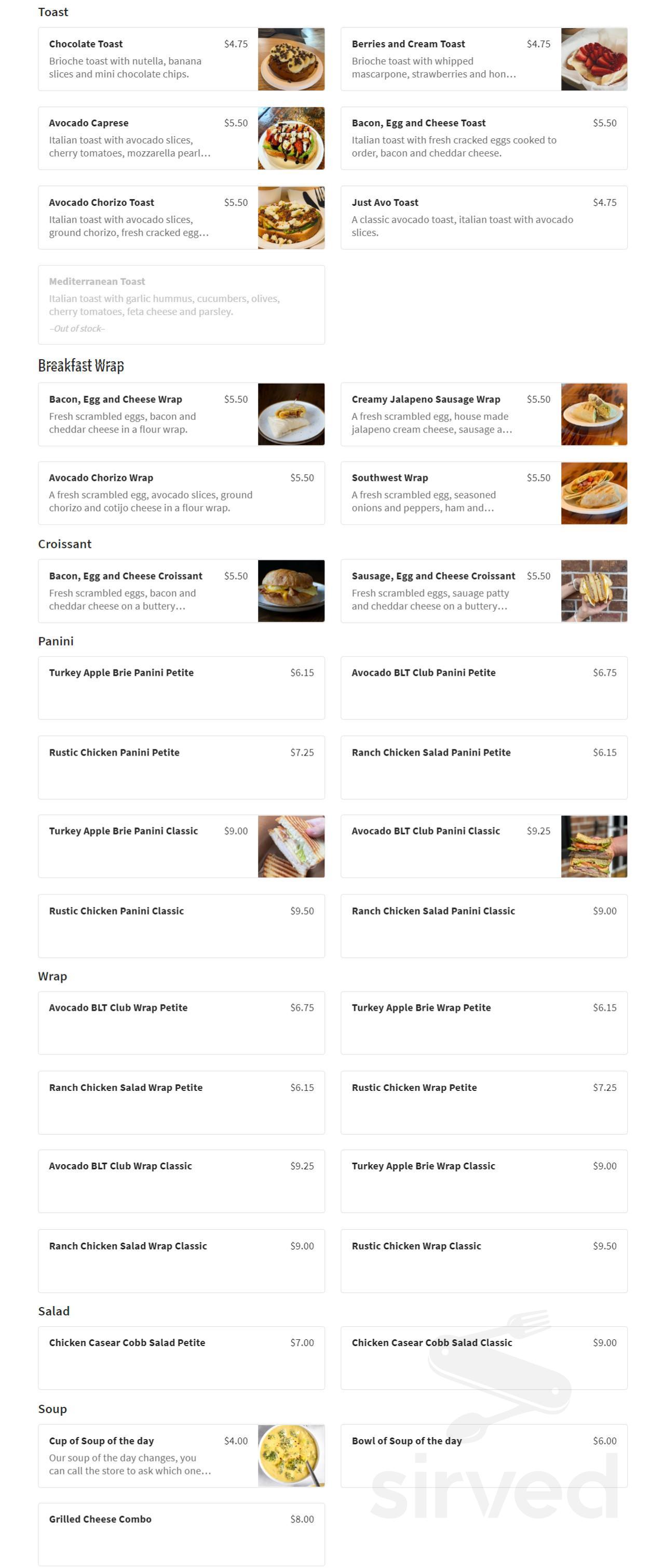 Rustic Roast menu in Conway, South Carolina, USA