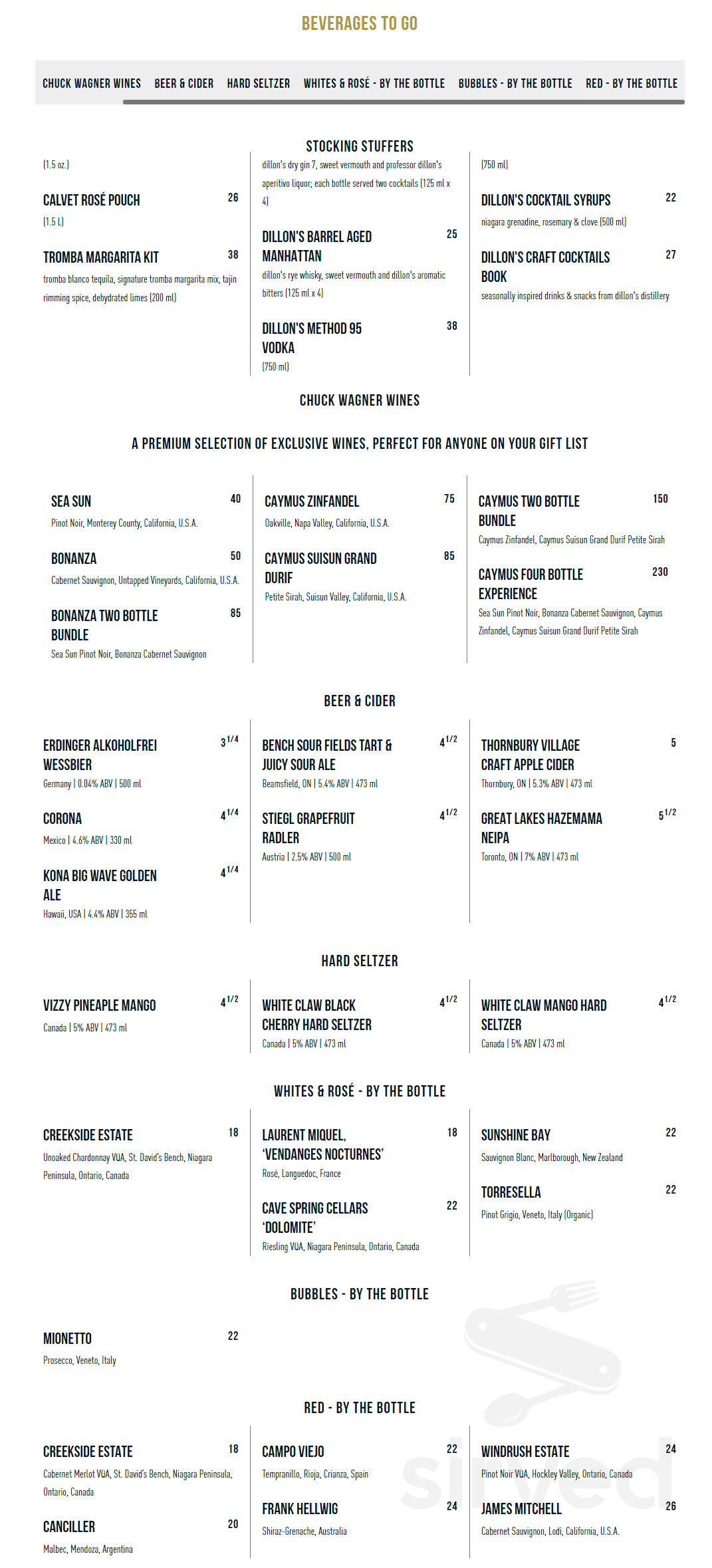 Menu for Baxters Landing in Oshawa, ON | Sirved