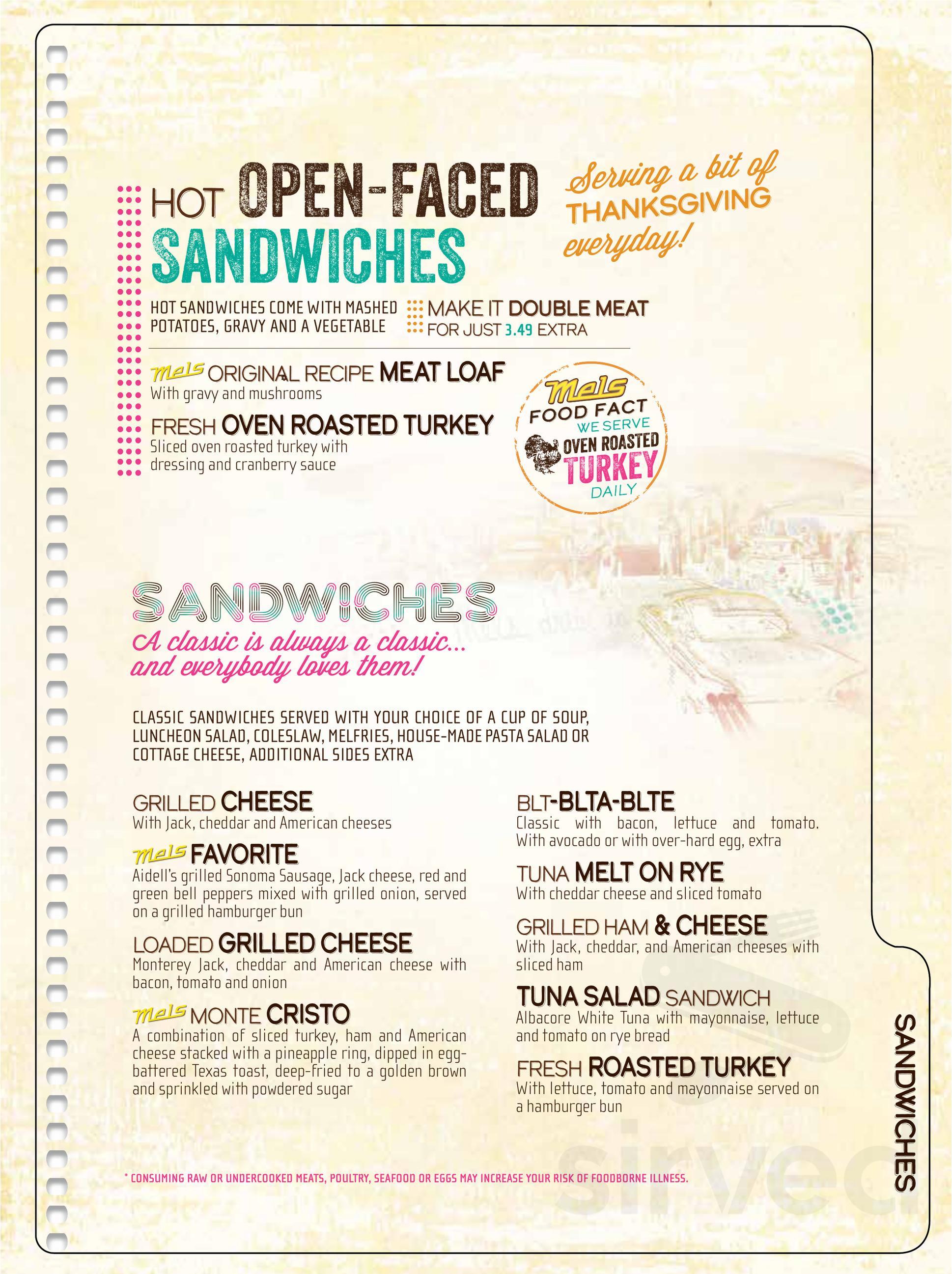 The Original Mels Diner menu in Auburn, California, USA