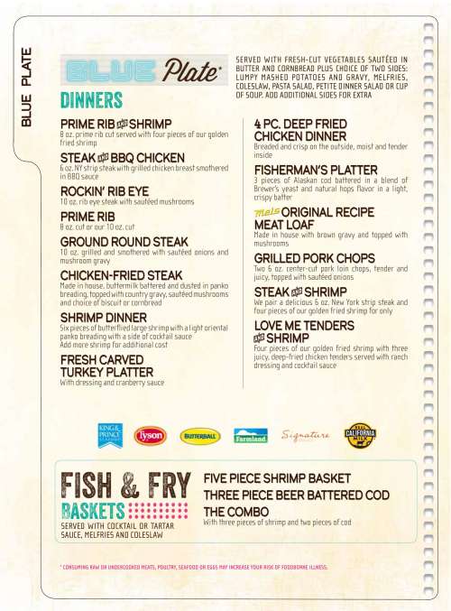 The Original Mels Diner menu in Placerville, California, USA