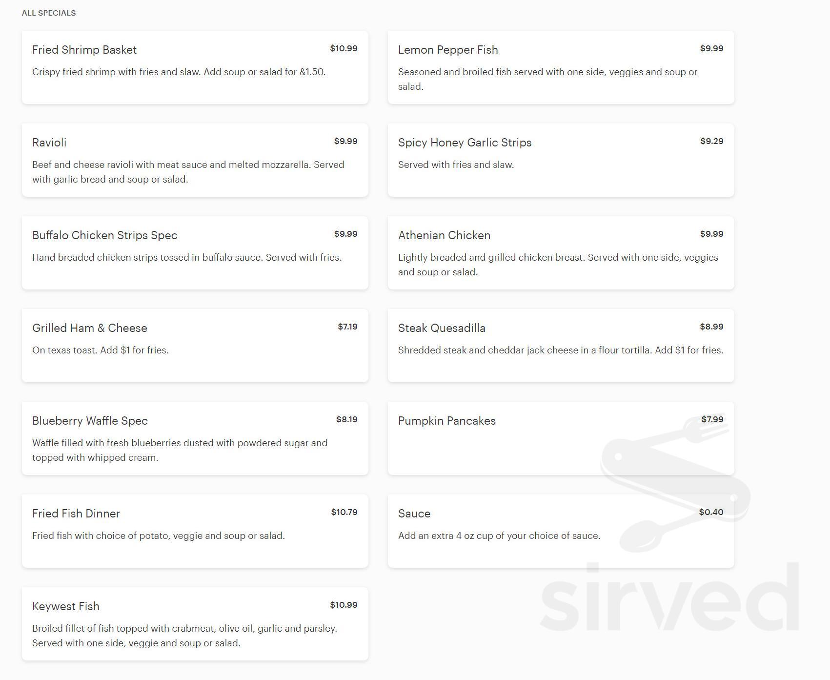 The Roost at Four Seasons menu in Frostproof, Florida, USA