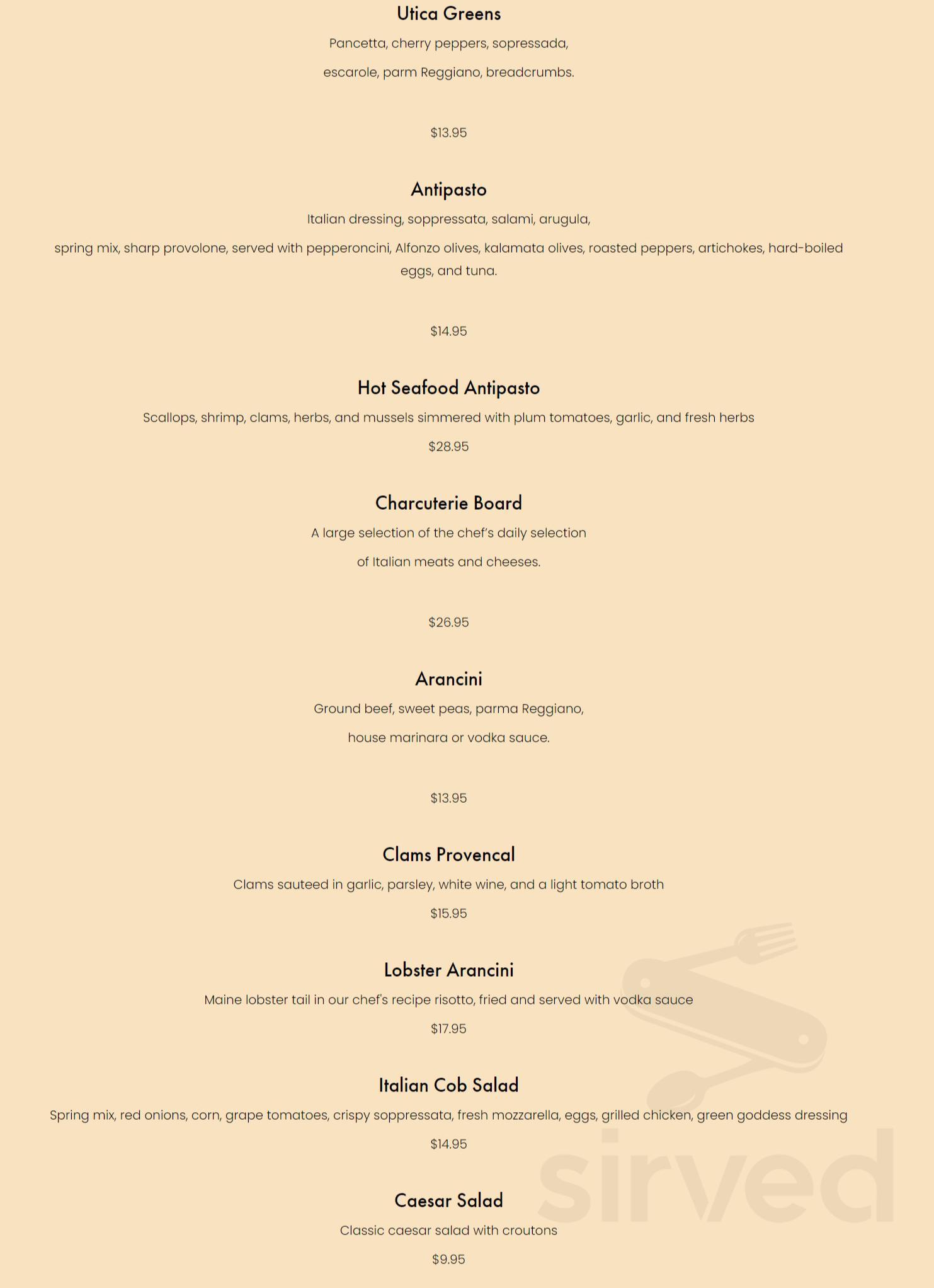 Avicolli's Coal Fire menu in Fayetteville, New York, USA