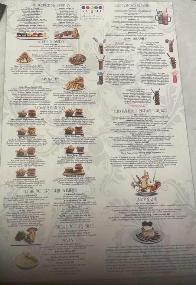 Menu - Dover DE's Sugar Factor American Brasserie | Sirved