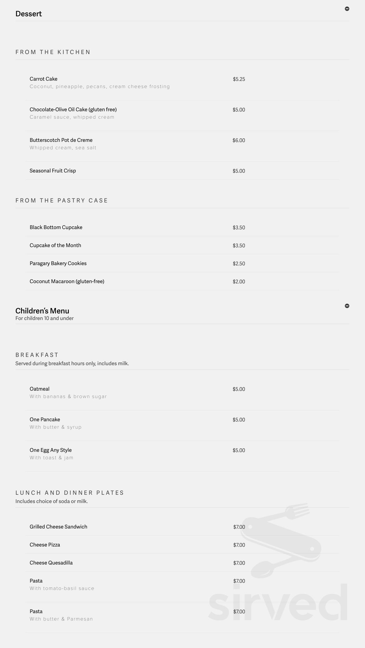 Cafe Bernardo at Pavilions menu in Sacramento, California, USA