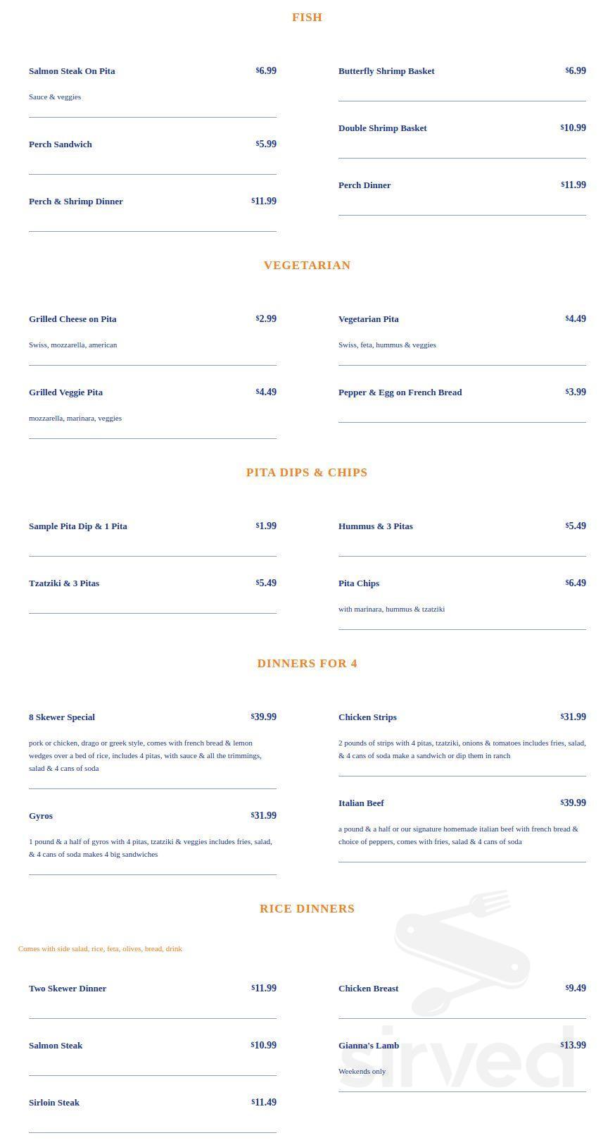 Menu - Chicago IL's Chicago Pita Kitchen | Sirved