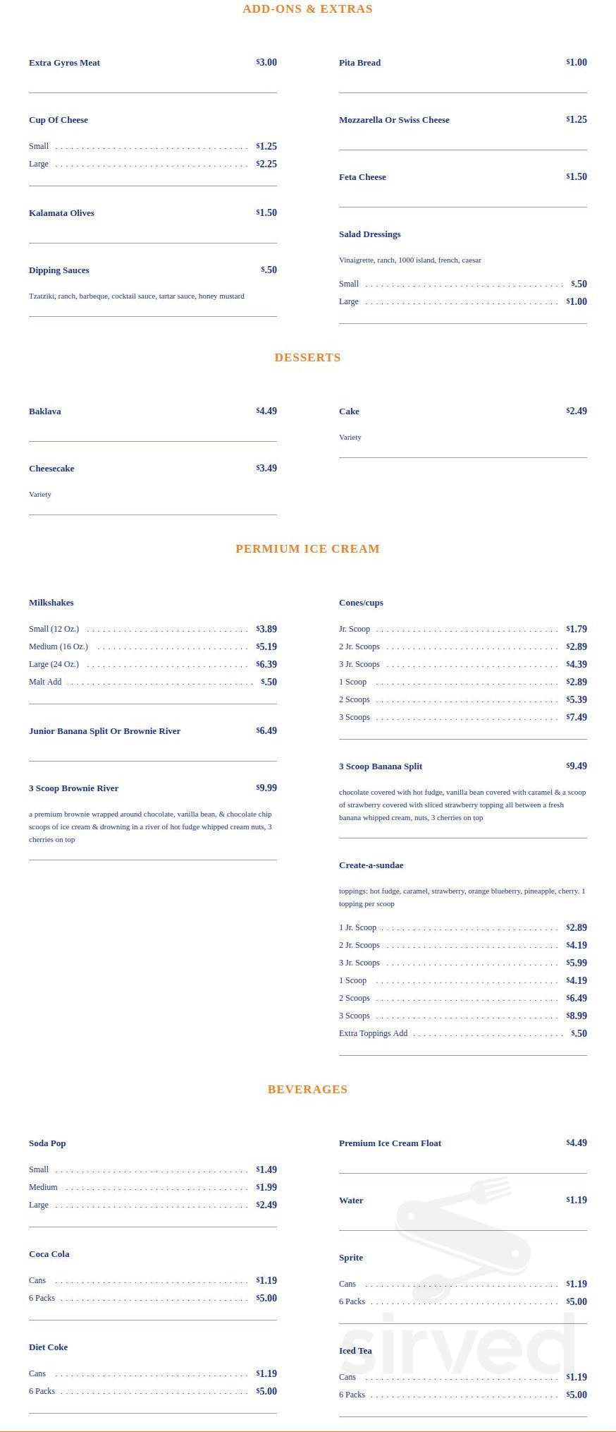 Chicago Pita Kitchen menu in Chicago, Illinois, USA