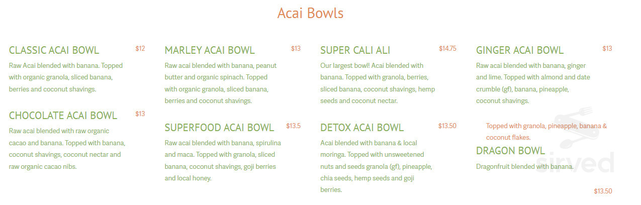 Under the Mango Tree menu in Miami Beach, Florida, USA