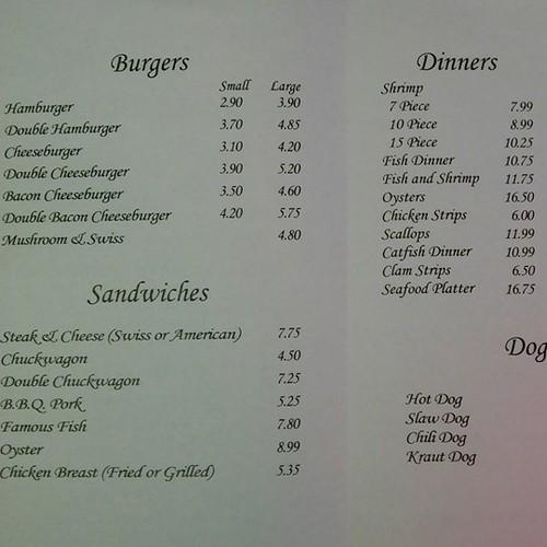 Bantam Chef menu in Bunnell, Florida, USA