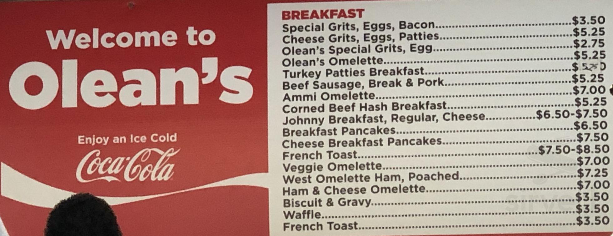 Olean's Cafe menus in Tallahassee, Florida, United States