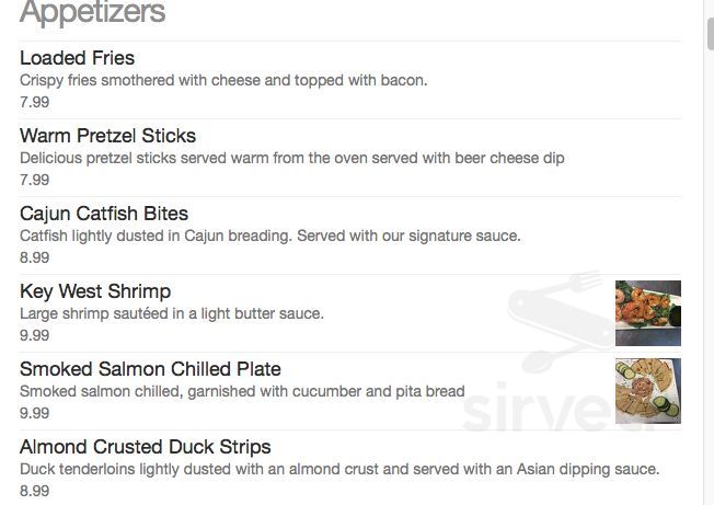 Castaways menu in Bay City, Michigan, USA