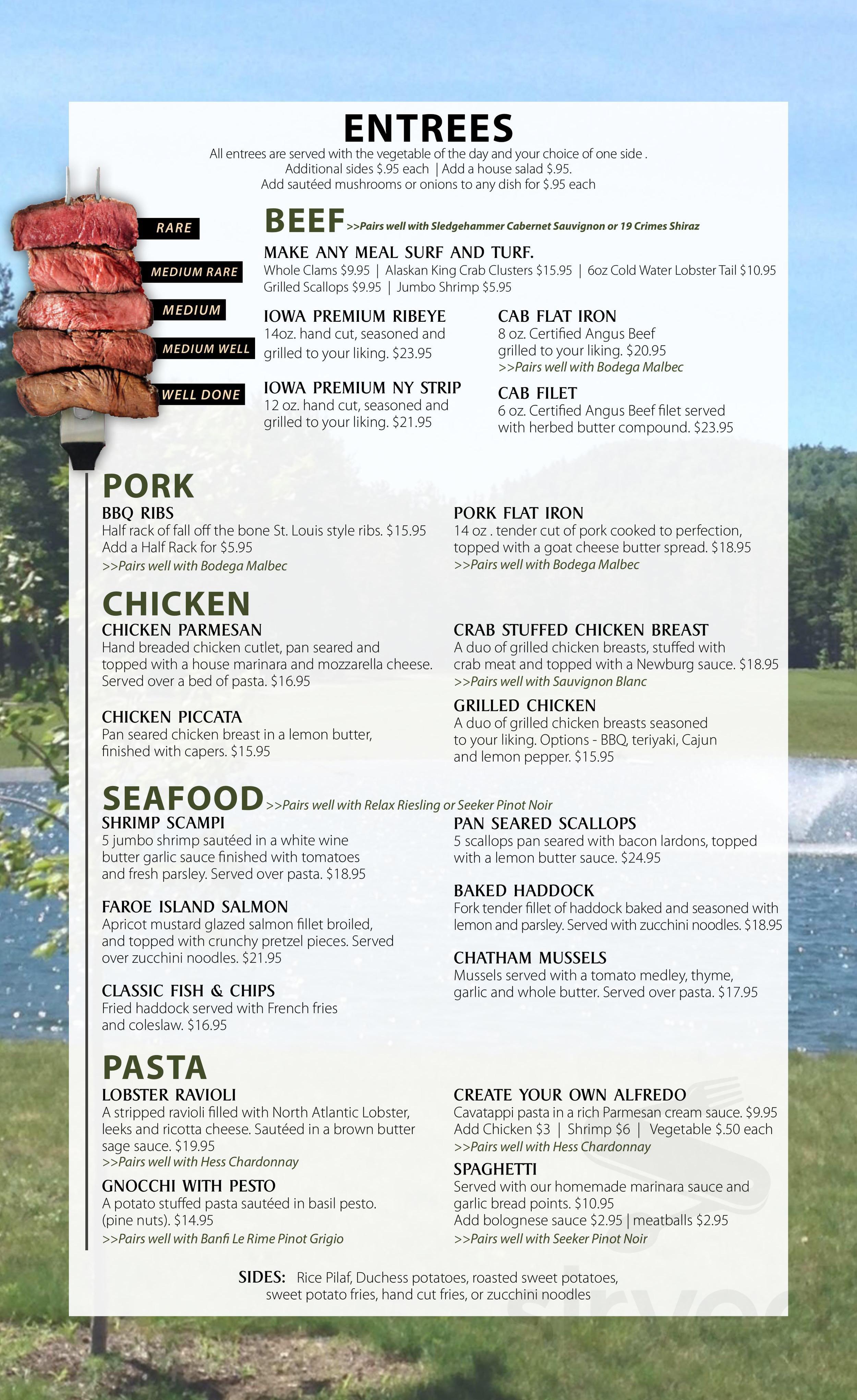 Harmony Golf Club and Community menu in Port Kent, New York, USA