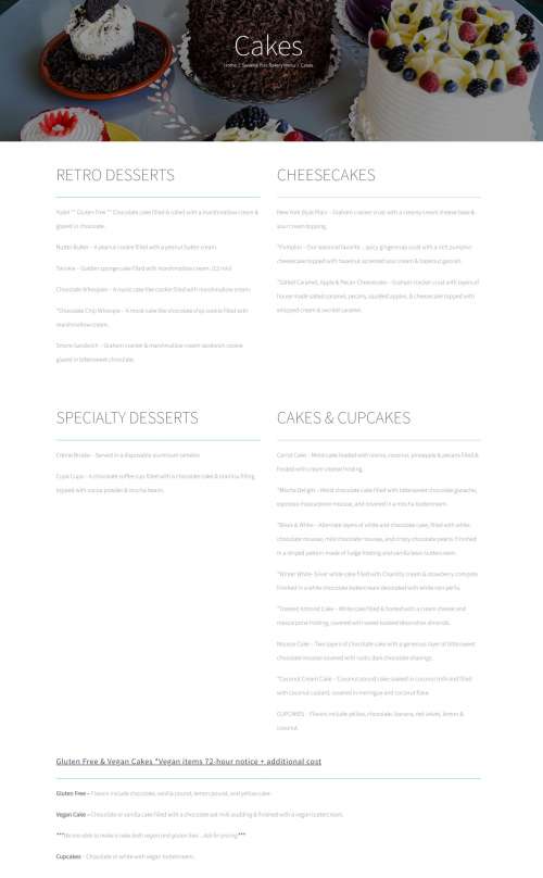 Sweetie Pies Bakery menu in Napa, California, USA