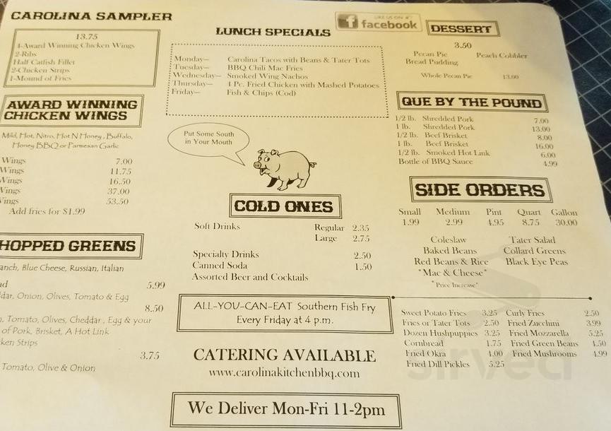 Carolina Kitchen & BBQ Co. menu in Sparks, Nevada, USA
