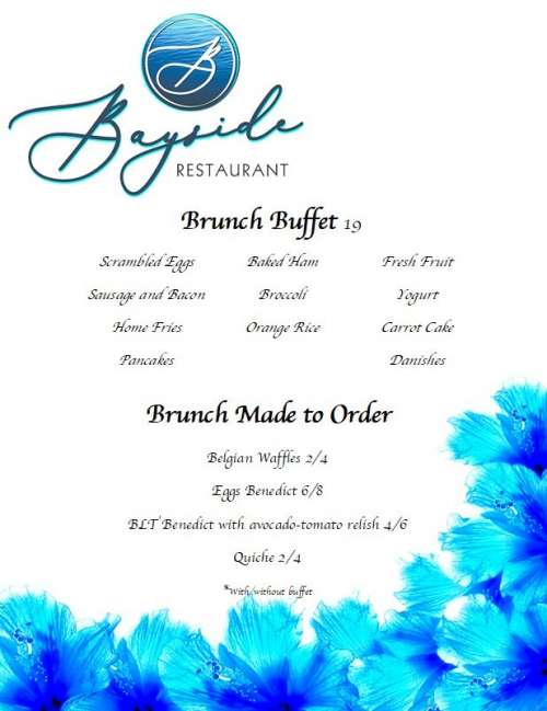 Bayside Restaurant located inside the Cobblestone Inn and Su menu in ...