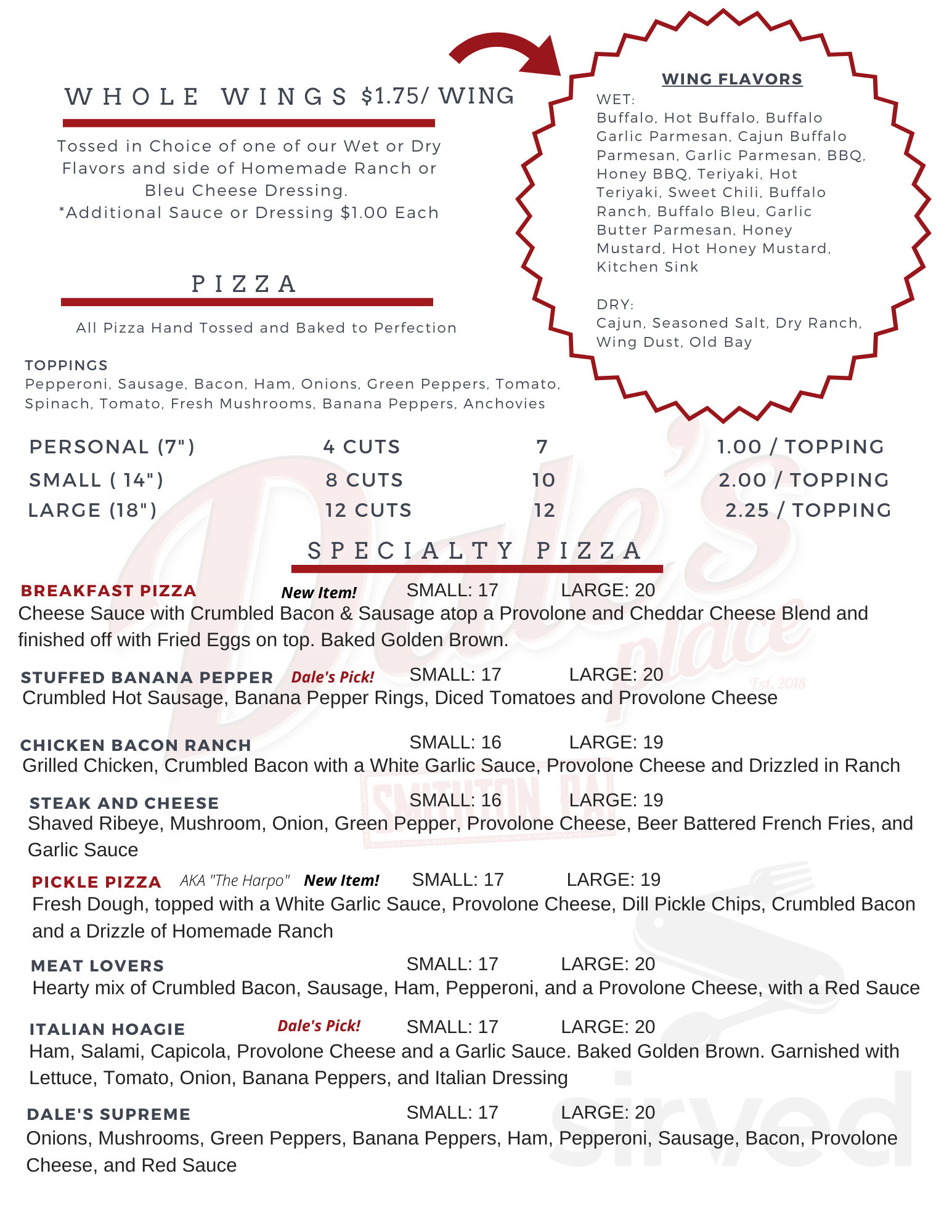 Dales Place menus in Smithton, Pennsylvania, United States