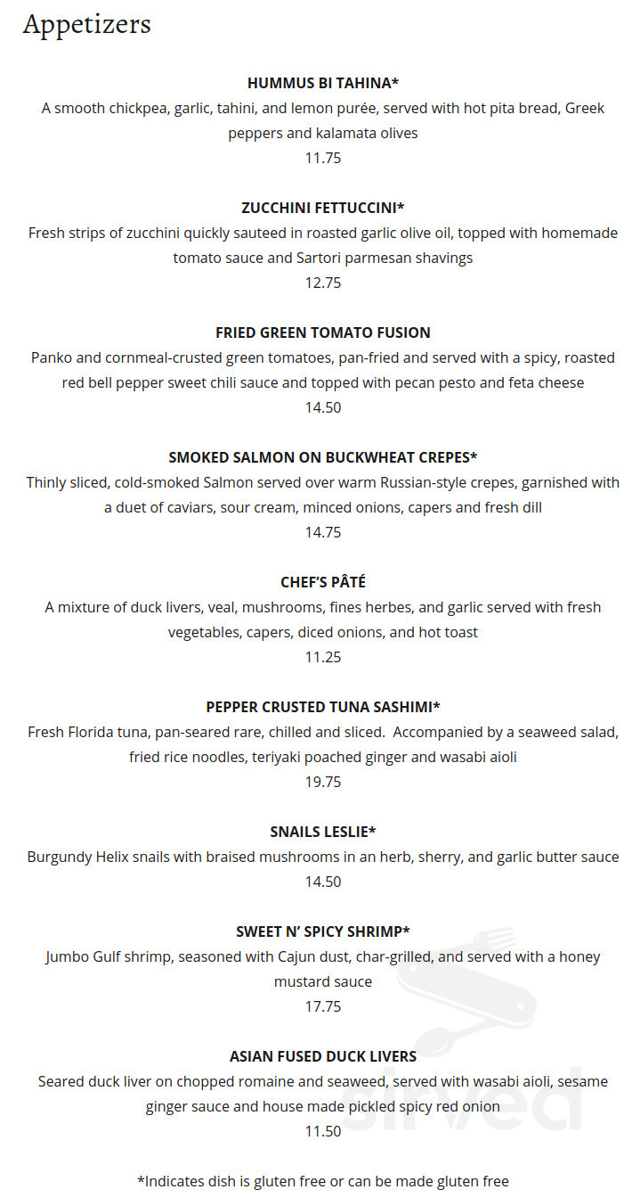 Menu for Euphemia Haye Restaurant & The Haye Loft in Longboat Key, FL ...