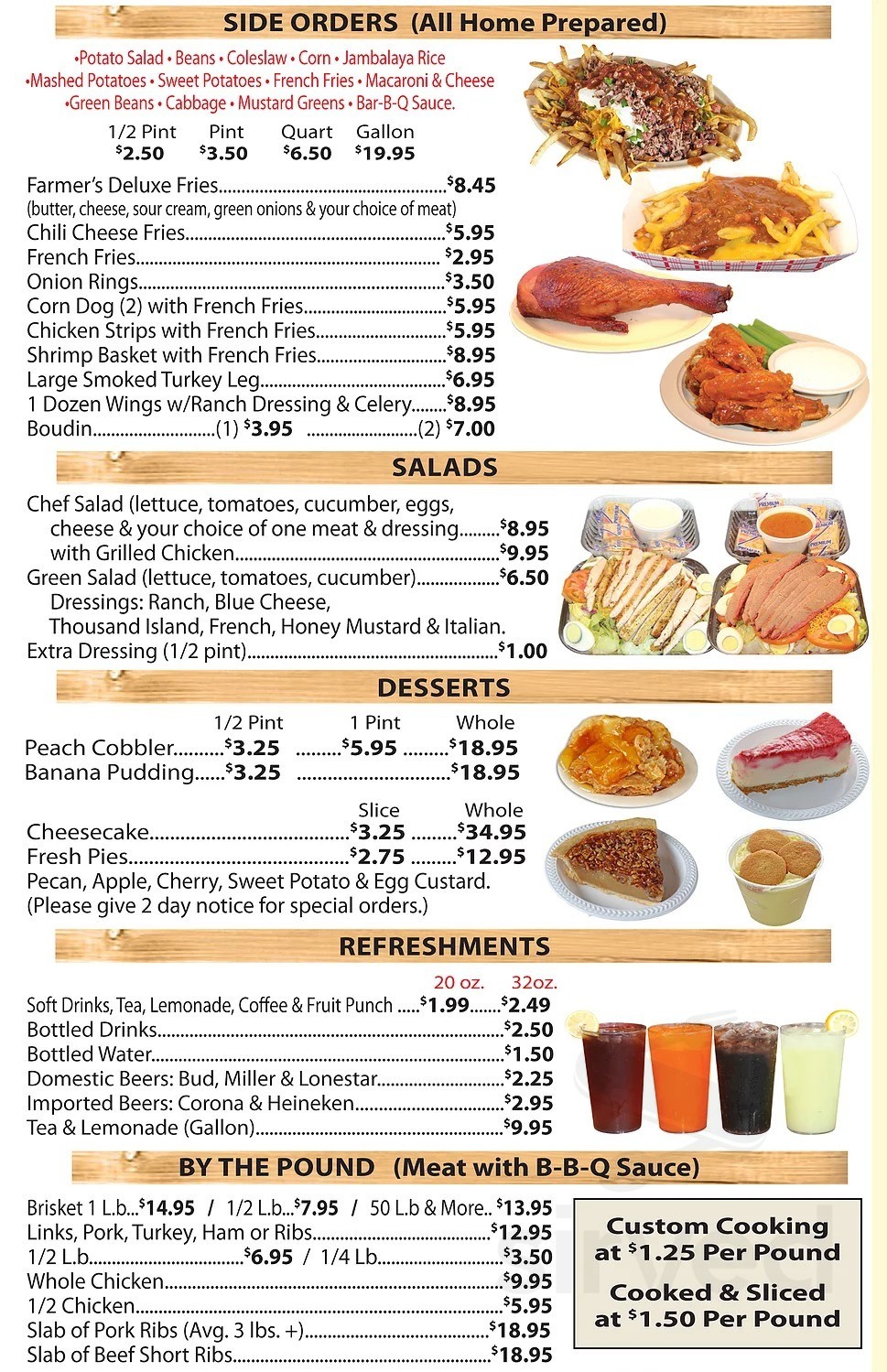 Hungry Farmer Bar-B-Q menu in Houston, Texas, USA