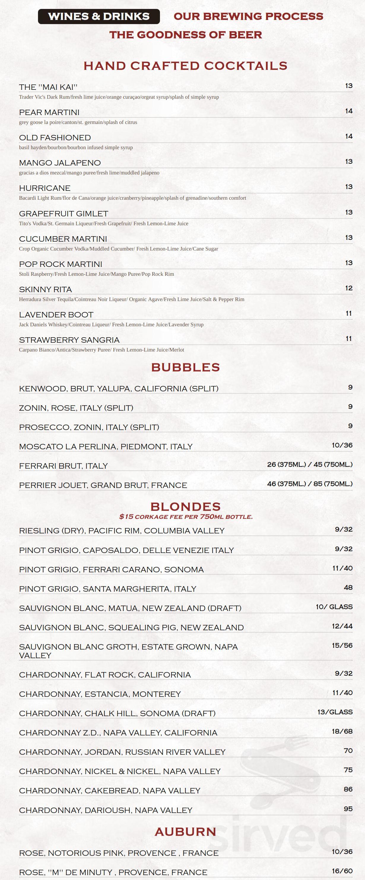 Big Bear Brewing Company menu in Coral Springs, Florida, USA