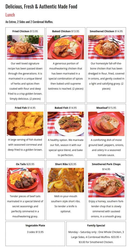 Dulan's Soul Food Kitchen menu in Inglewood, California, USA