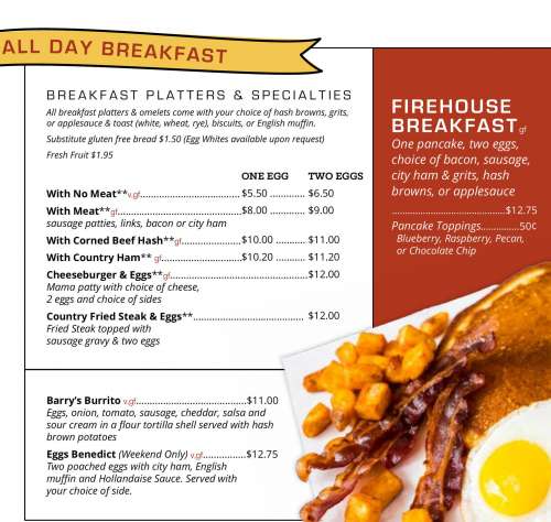 Barry's Cafe menu in Raleigh, North Carolina, USA