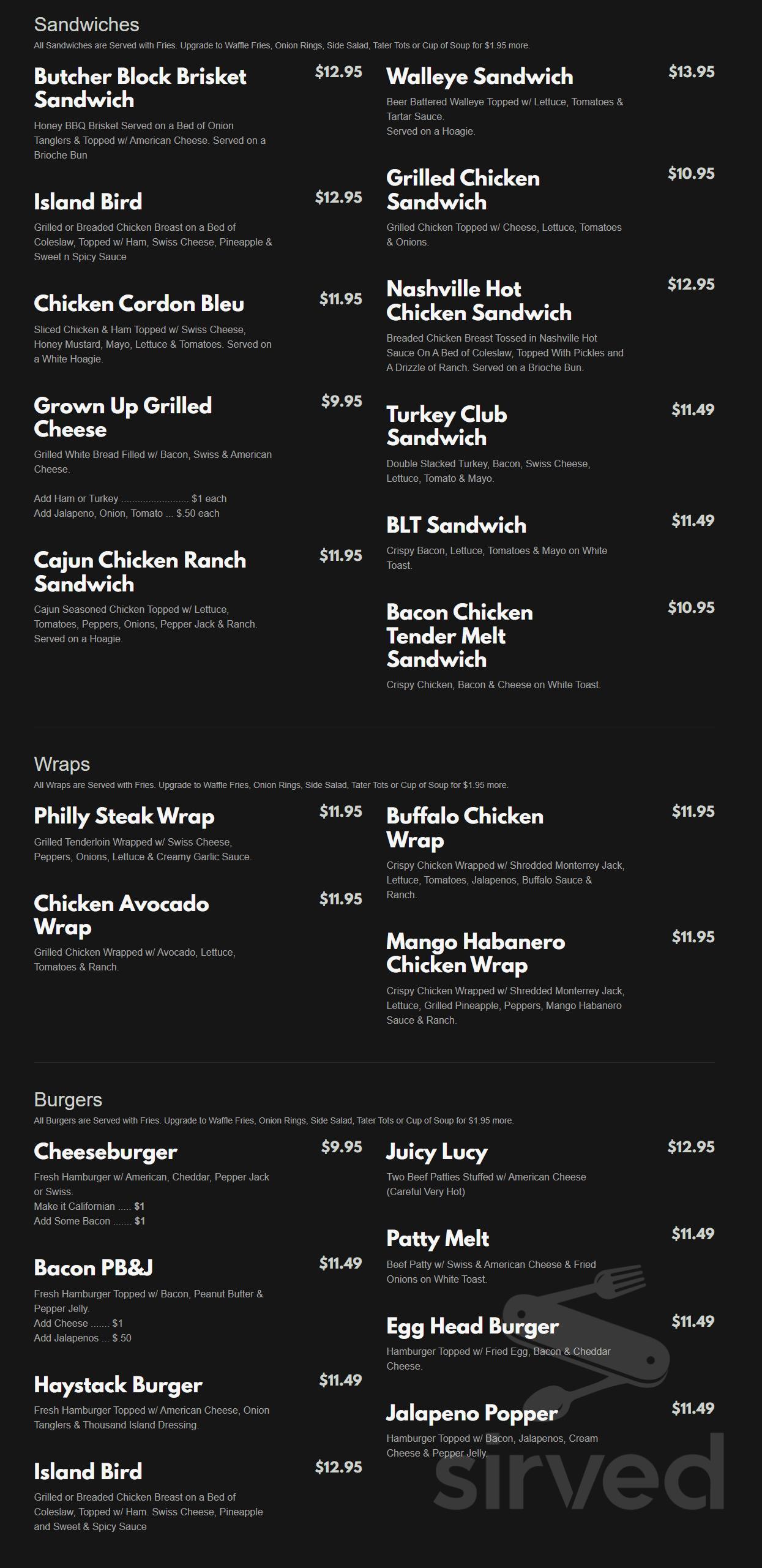 Menu for Red Hen Tap House in Dilworth, MN | Sirved