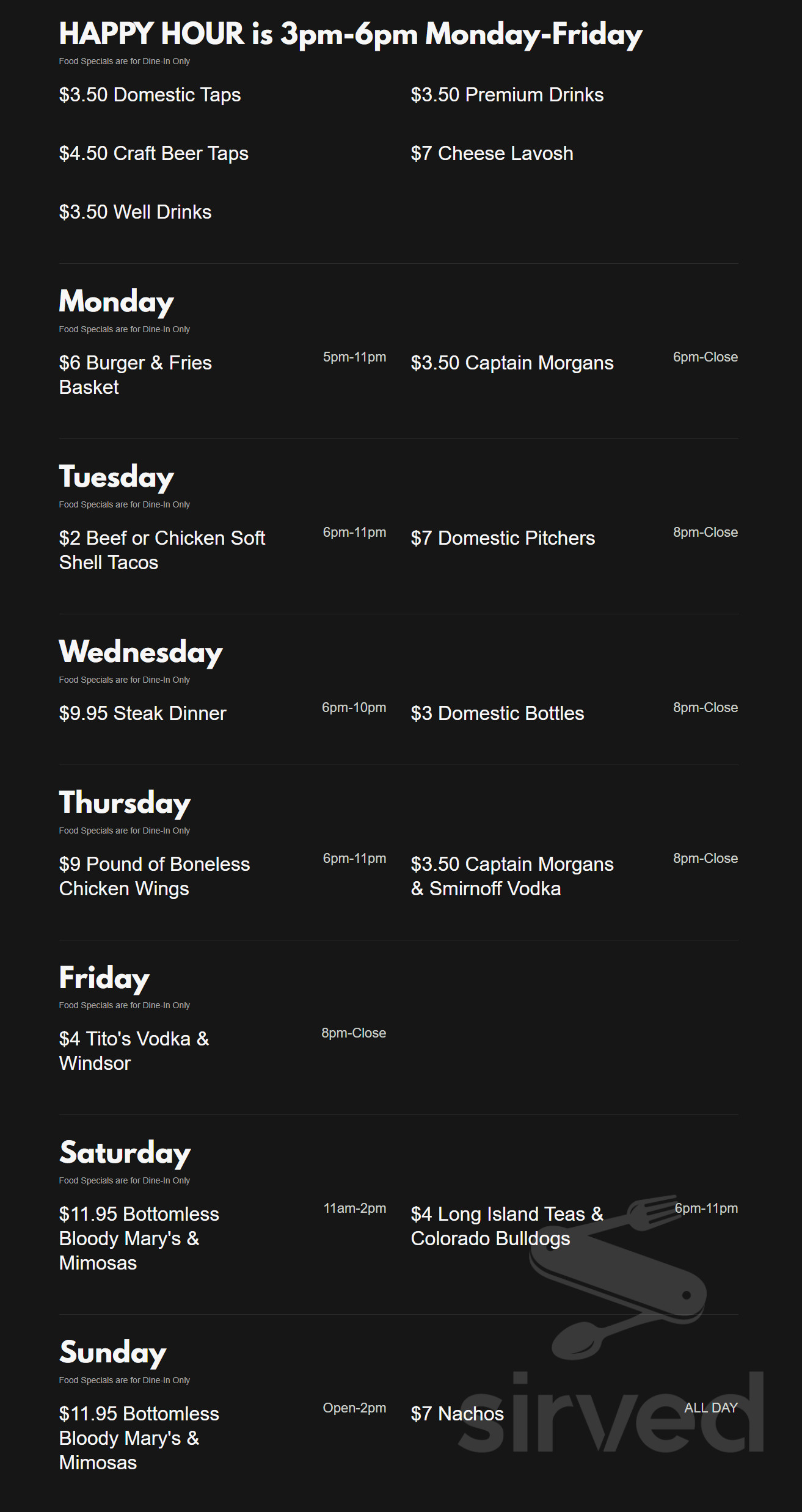 Red Hen Tap House menu in Dilworth, Minnesota, USA