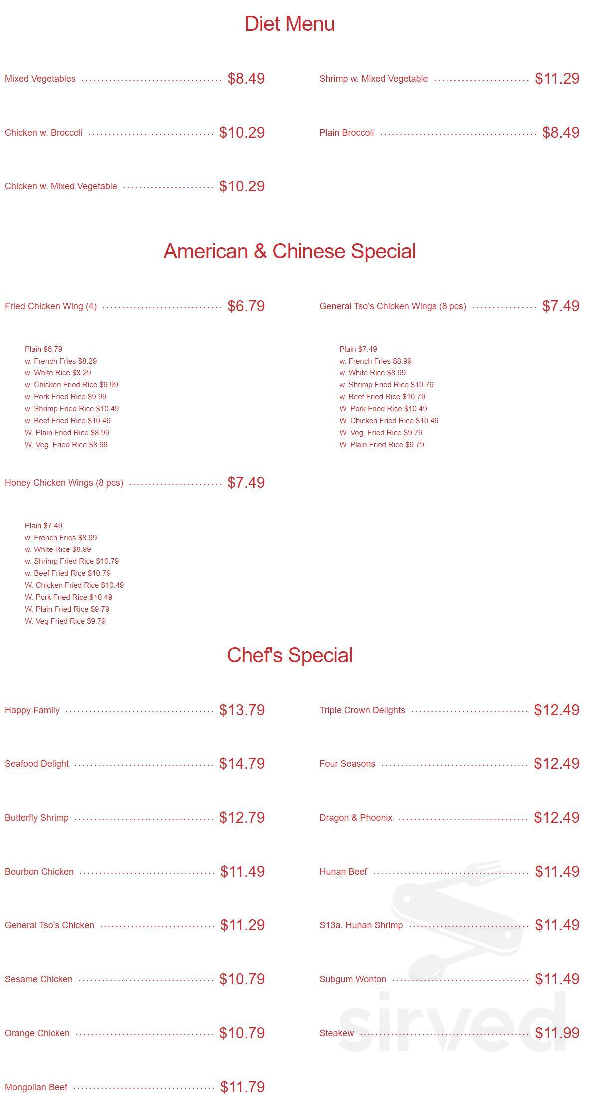Eastern Restaurant menu in Hopewell, Virginia, USA