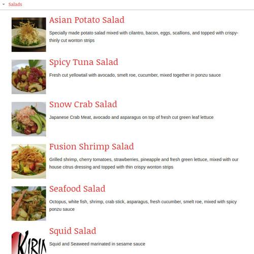 Kirin Japanese Cuisine menu in Hammond, Louisiana, USA